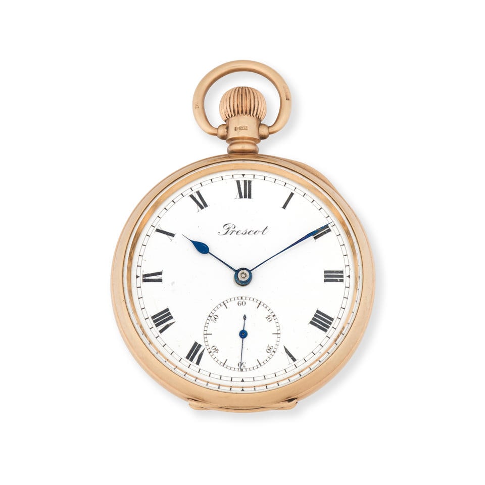 Prescot. A 9k Gold Keyless Wind Open Face Pocket Watch Birmingham ...