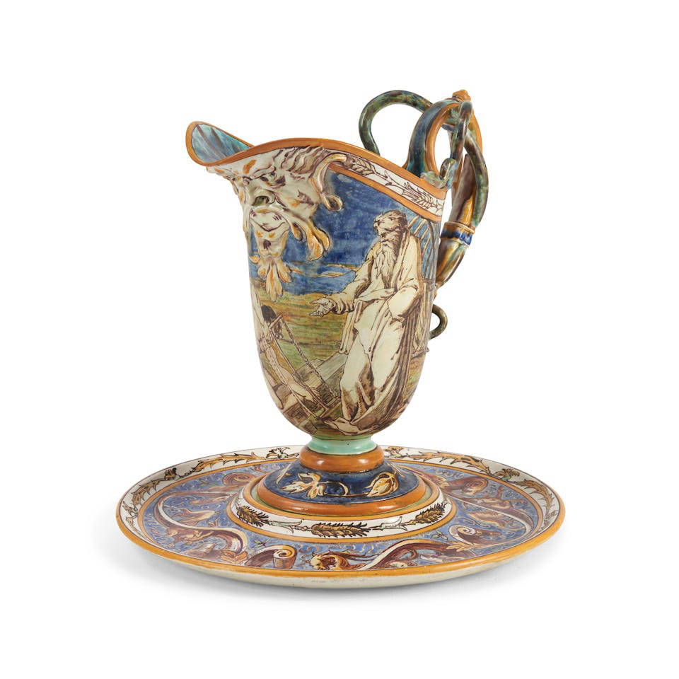 Wedgwood Emile Lessore Decorated Queen's Ware Pitcher And Bowl, England ...