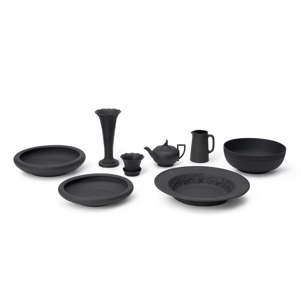 Eight Wedgwood Black Basalt Items 19th/20th Century Auction
