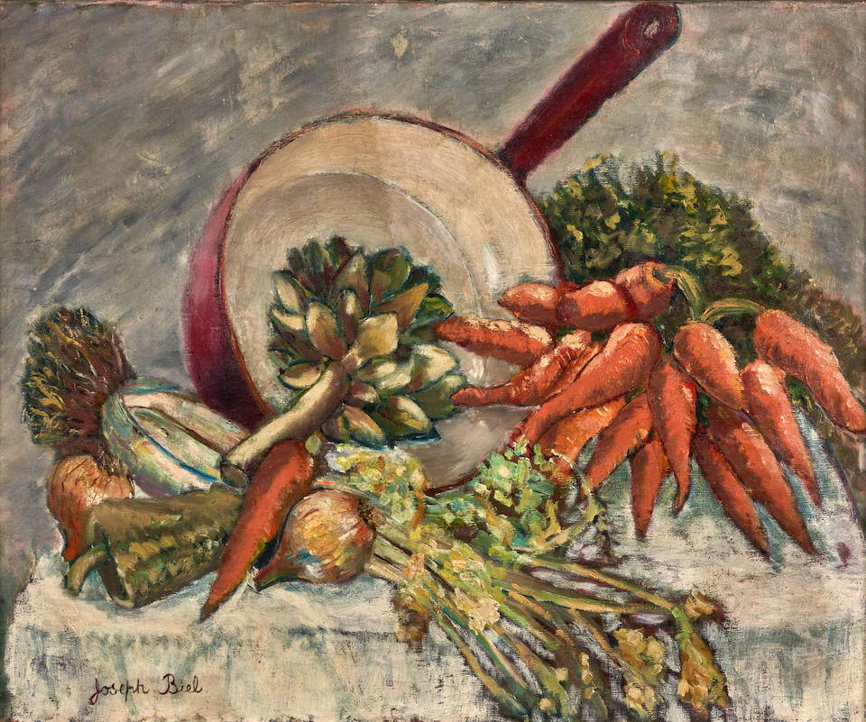 Joseph Biel (american, 1891-1943) Still Life Of Vegetables And A Red ...