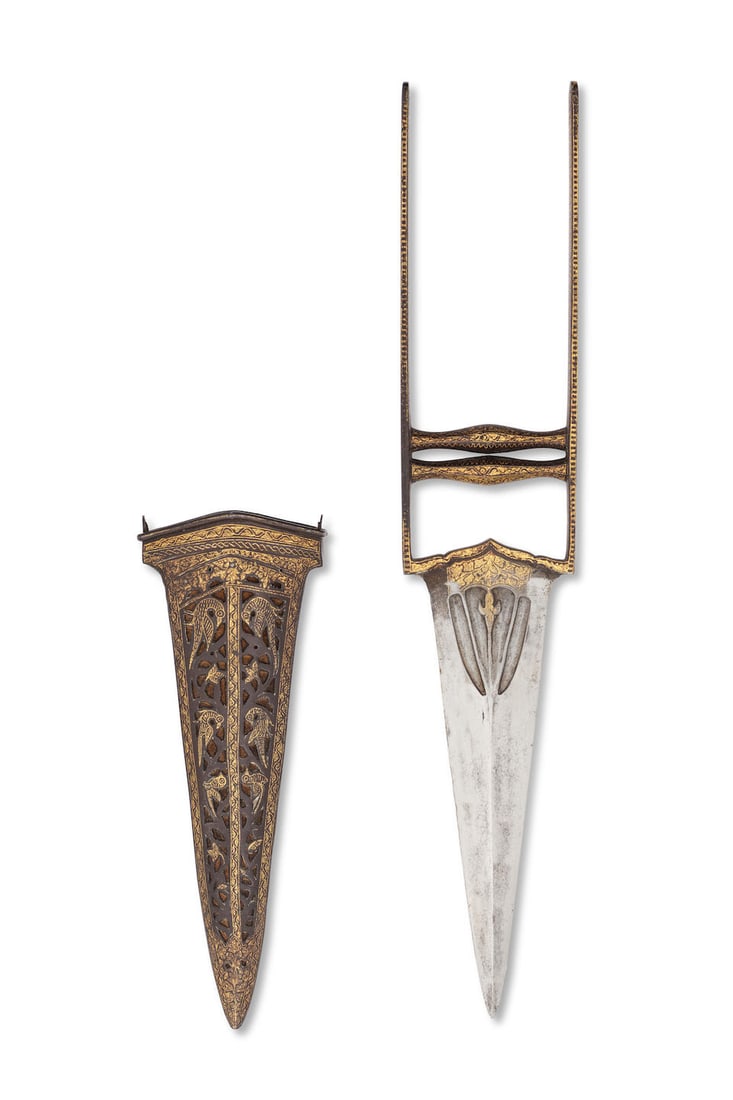 A Gold Koftgari Steel Push Dagger (katar) India, Rajasthan, 19th ...