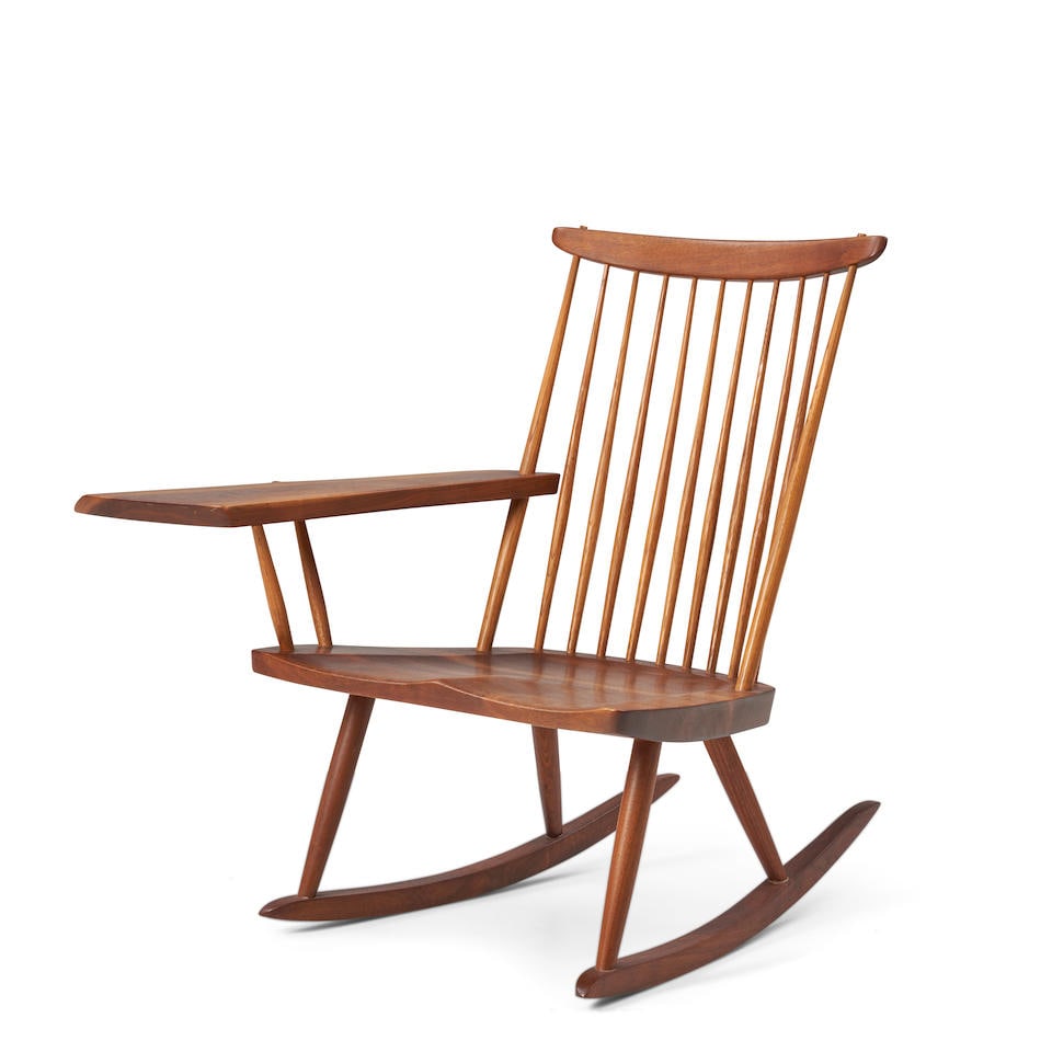 George Nakashima (1905-1990) Lounge Chair Rocker With Free-form Arm New ...