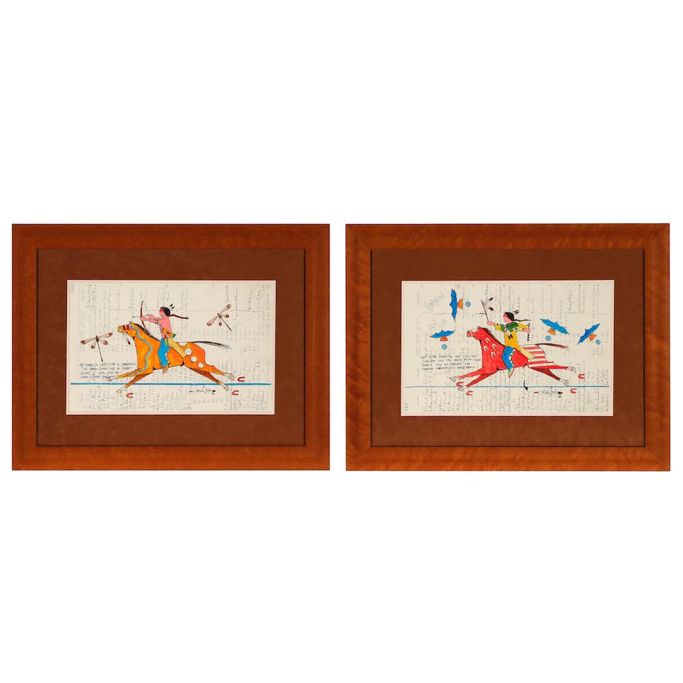 Two Merle Locke Ledger Drawings Each Sight: Ht. 10 3/4, Wd. 16 3/4 In ...