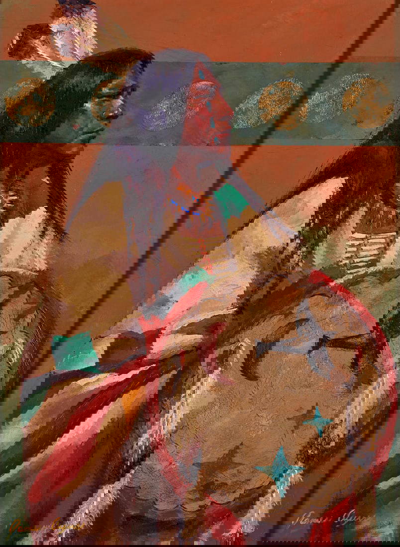 A James Ayers Portrait Of A Native American James Ayers (anglo, B.1969 ...