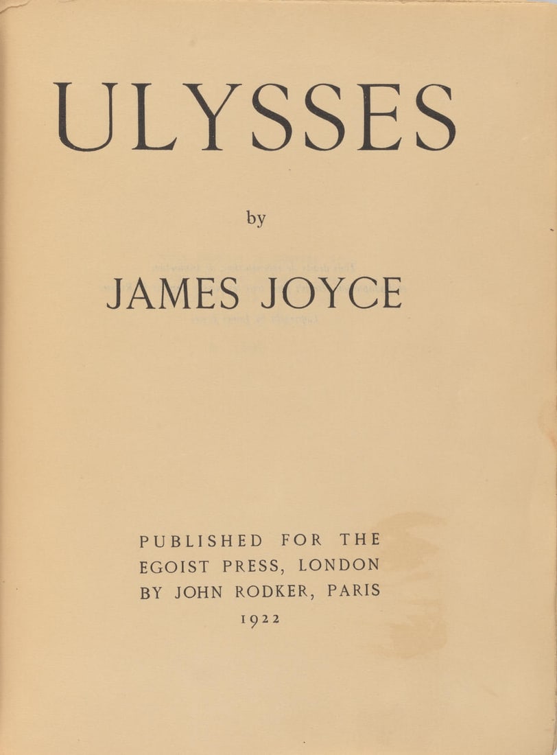 First English Edition Of Ulysses. Joyce, James. 1882-1941. Ulysses. London: [john Rodker, Paris ...