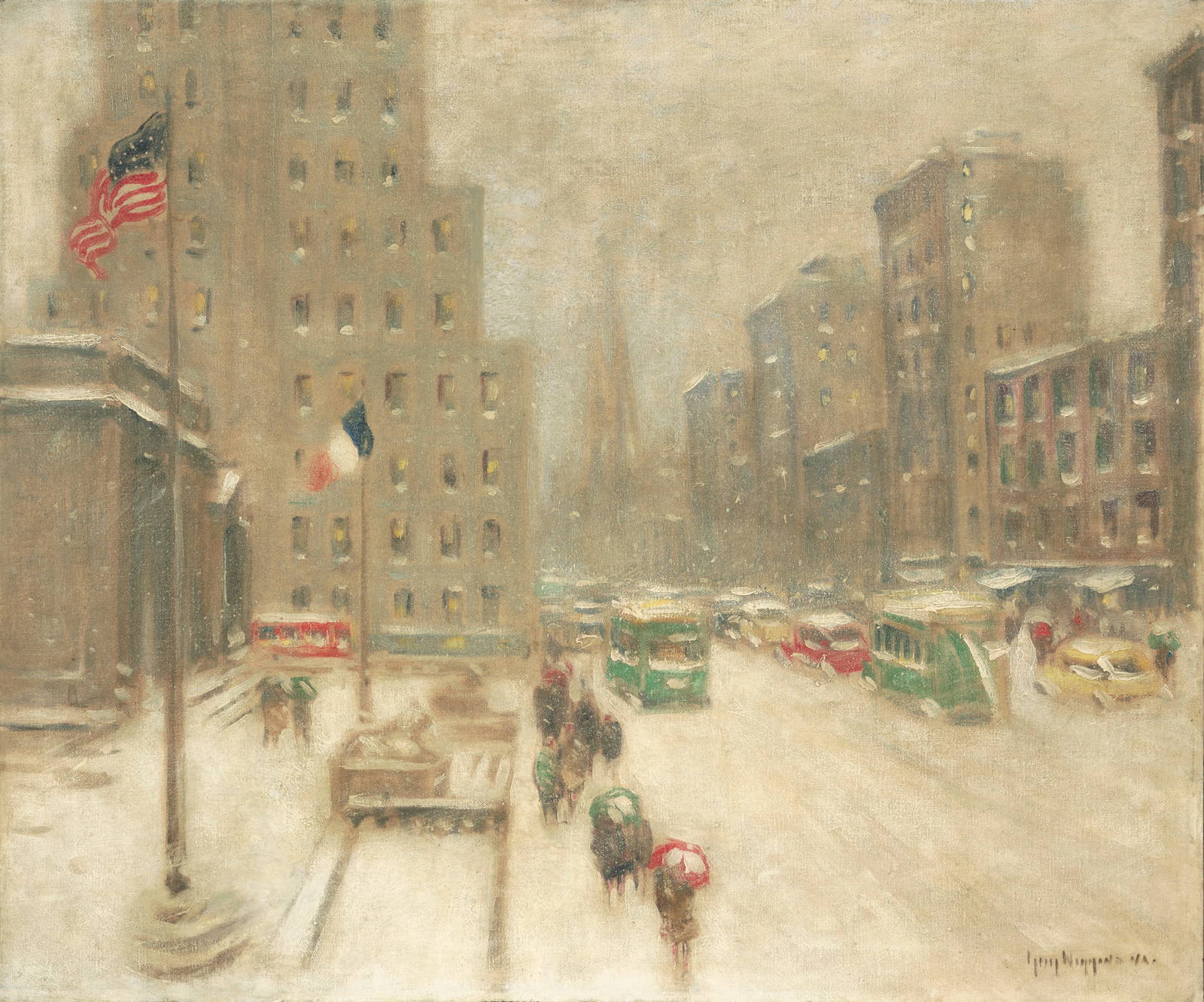 Guy Carleton Wiggins (1883-1962) Fifth Avenue In The Snow 25 X 30 1/8 ...