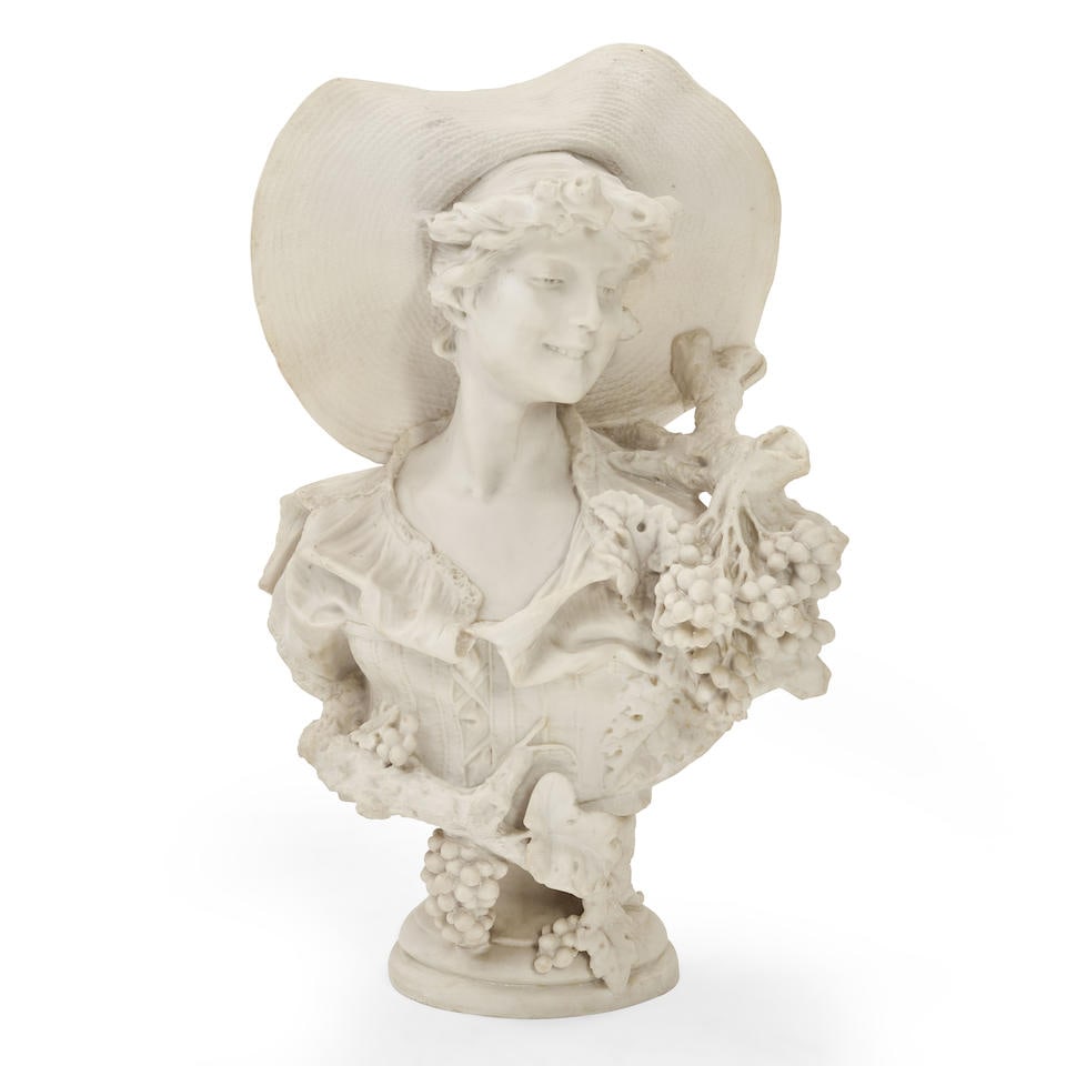 Bust Of Lady With Grapes Late 19th Century, Auction