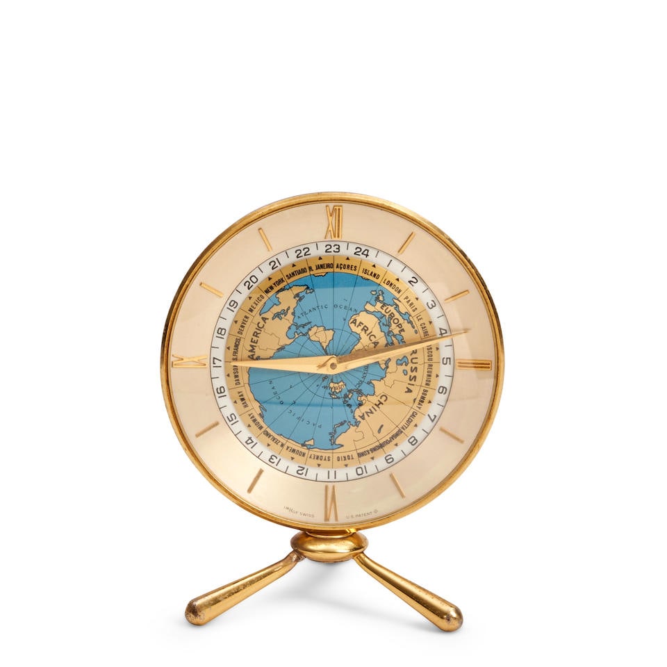 Imhof. A Brass World Time Desk Clock 20th Century, Auction