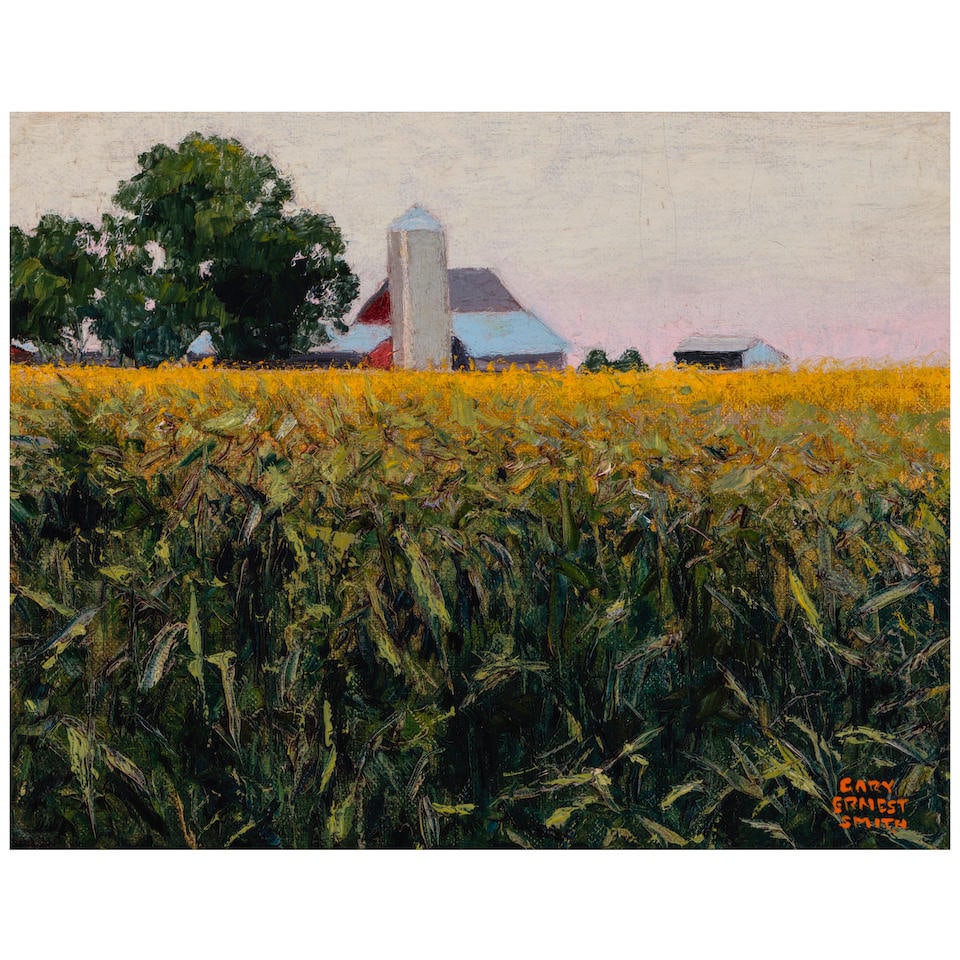 Gary Ernest Smith (born 1942) Corn And Barns 11 X 14 In. (painted In ...