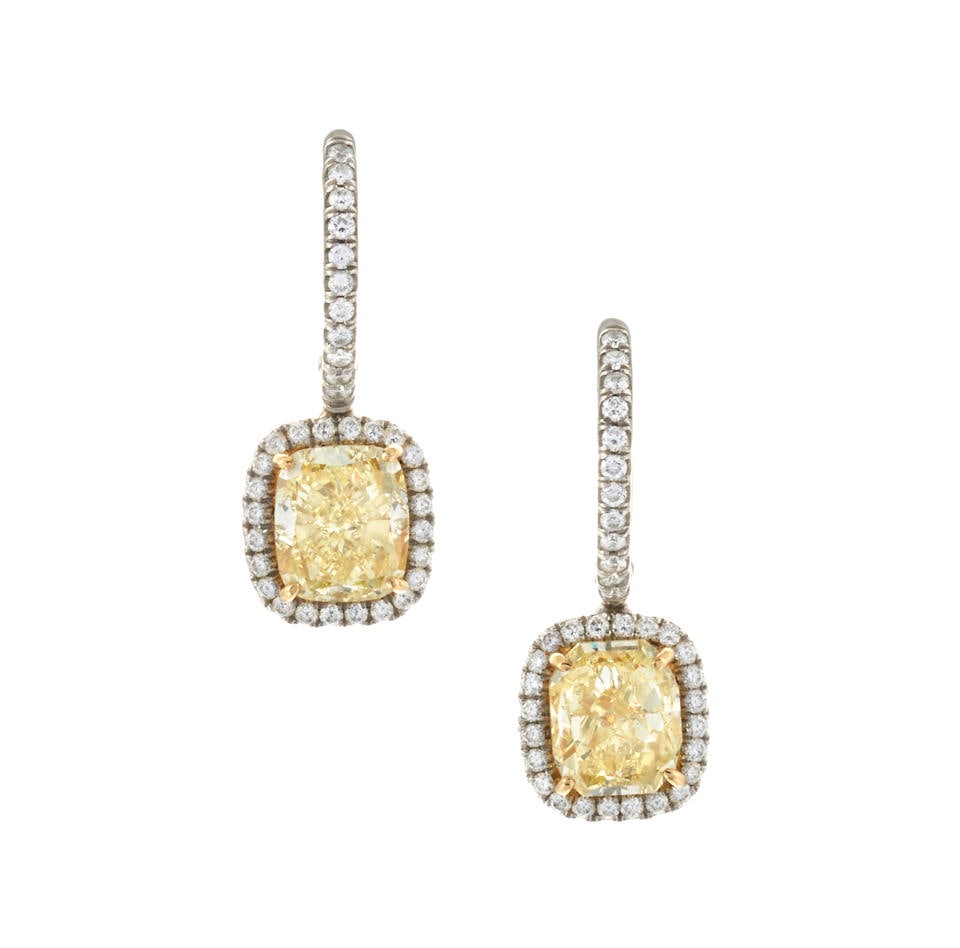 Michael Beaudry: A Pair Of Fancy Yellow Diamond And Diamond Earrings ...