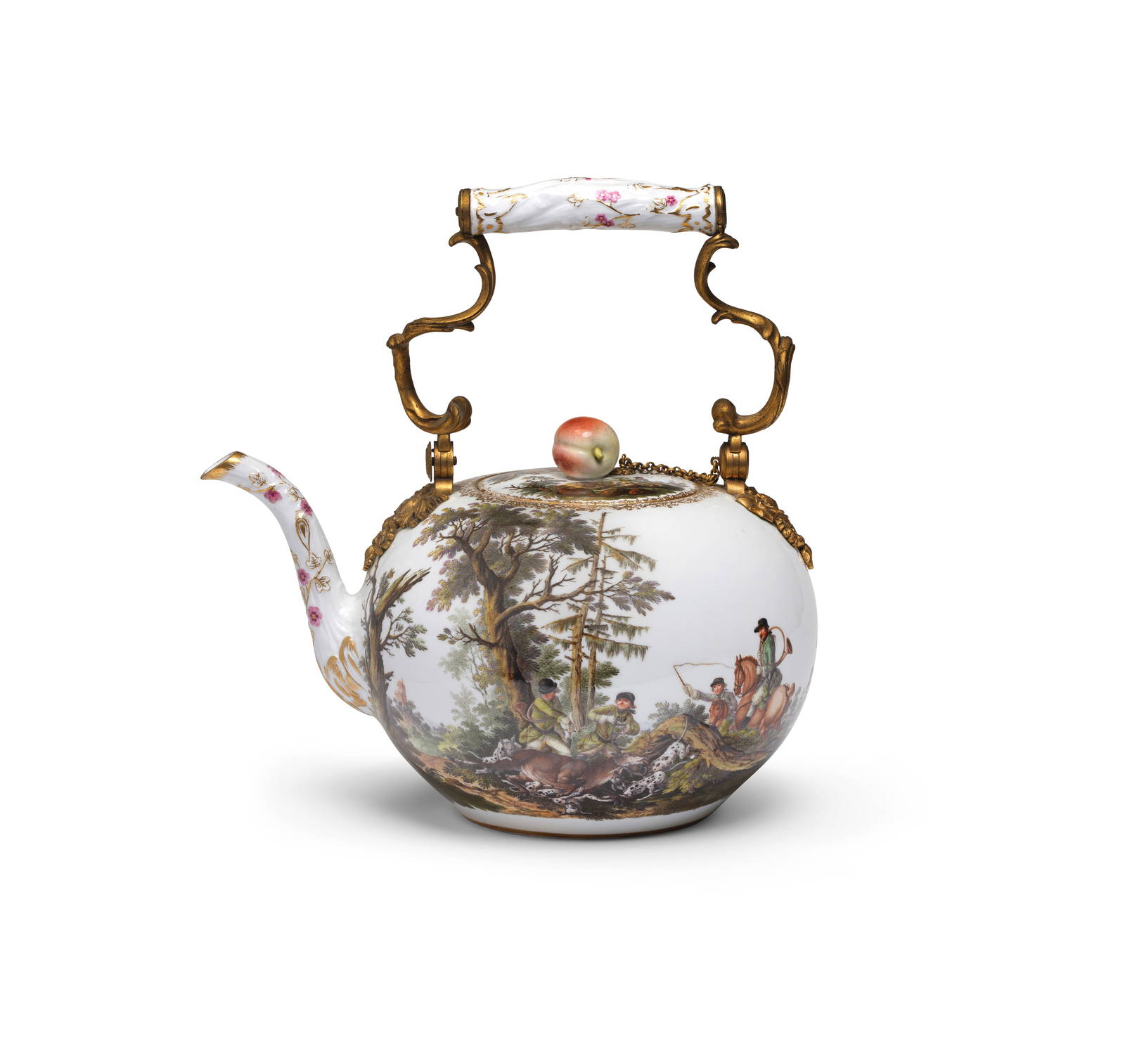A Rare Meissen Mounted Tea Kettle With Hunting Scenes, Circa 1763-1774 ...