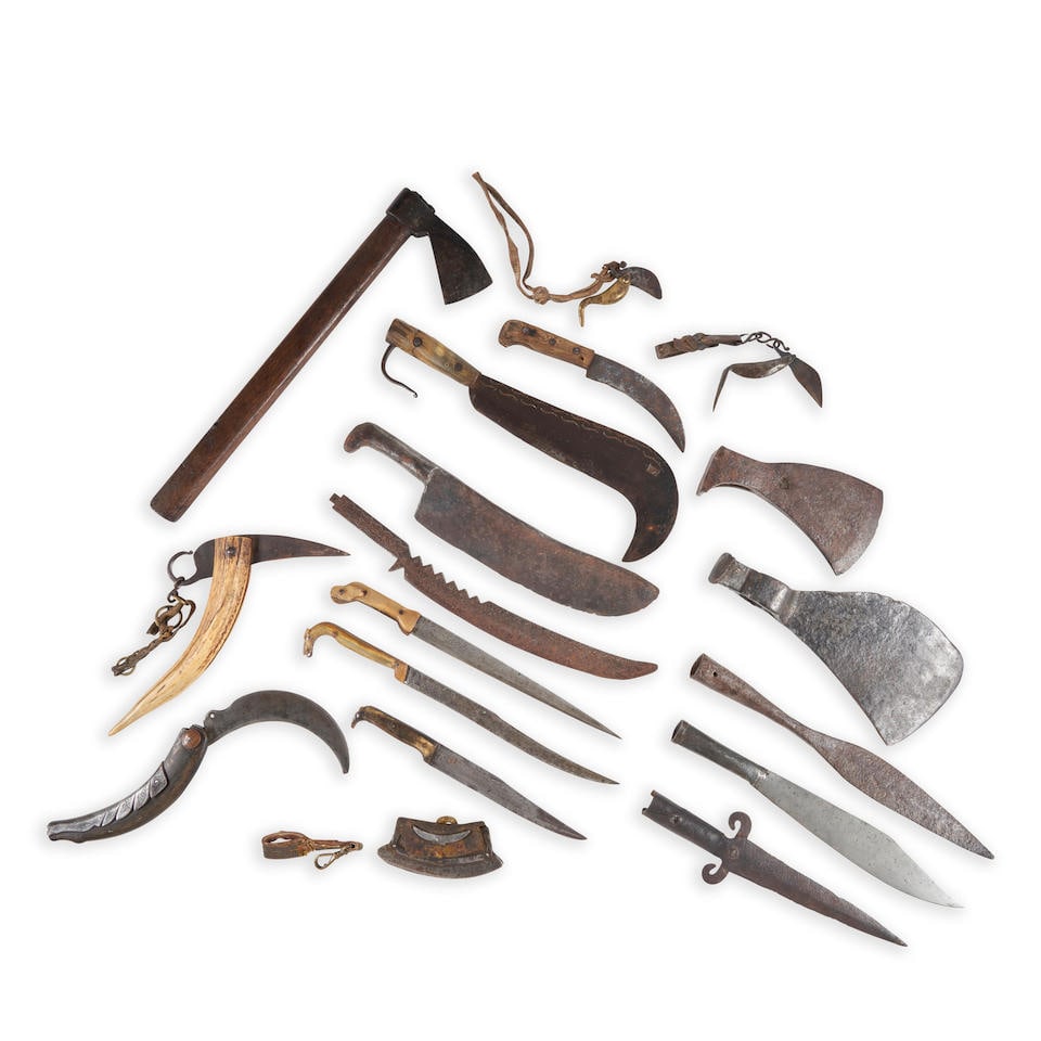 A Group Of Eighteen Spanish Axes, Polearm Heads, Knives And Related ...