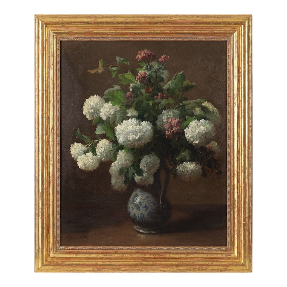 Eugene Petit (french, 1839-1886) Still Life Of Hydrangeas In A Ceramic ...