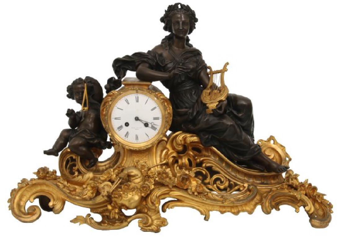 Miroy Freres French Bronze Figural Mantle Clock
