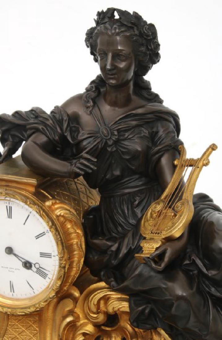 Miroy Freres French Bronze Figural Mantle Clock