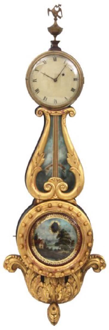 Rare American Girandole Lyre Wall Clock