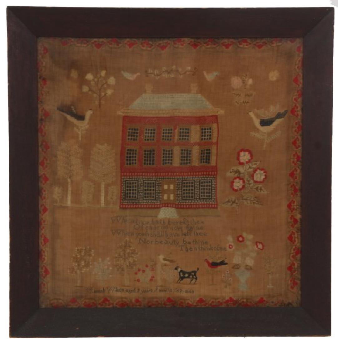 Early 1848 Hand Stitched Needlepoint Sampler