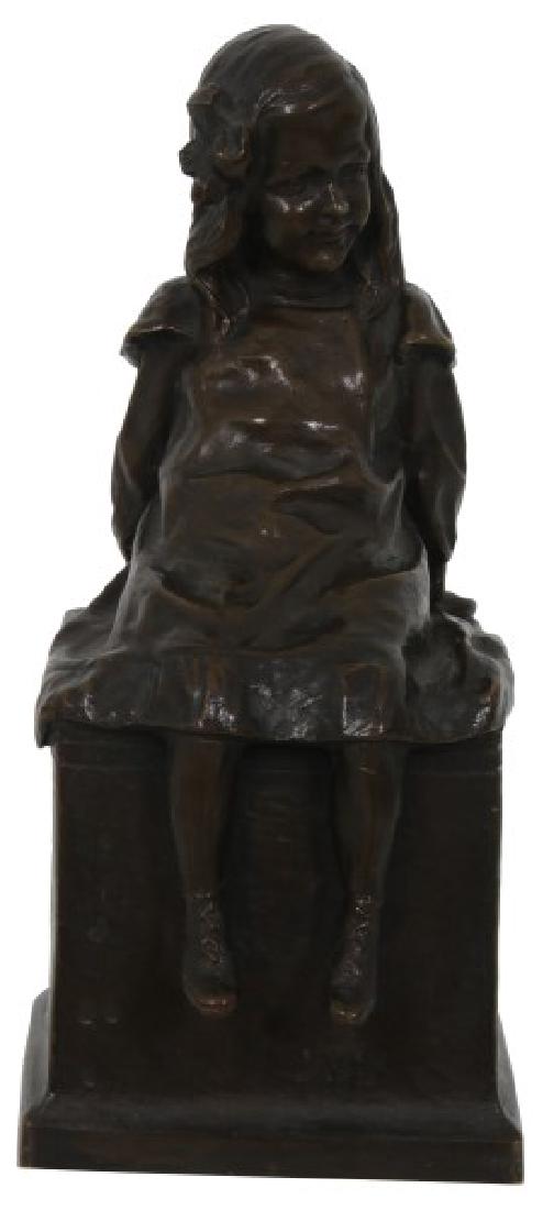 F. Kucharzyk Bronze Sculpture Of A Young Girl