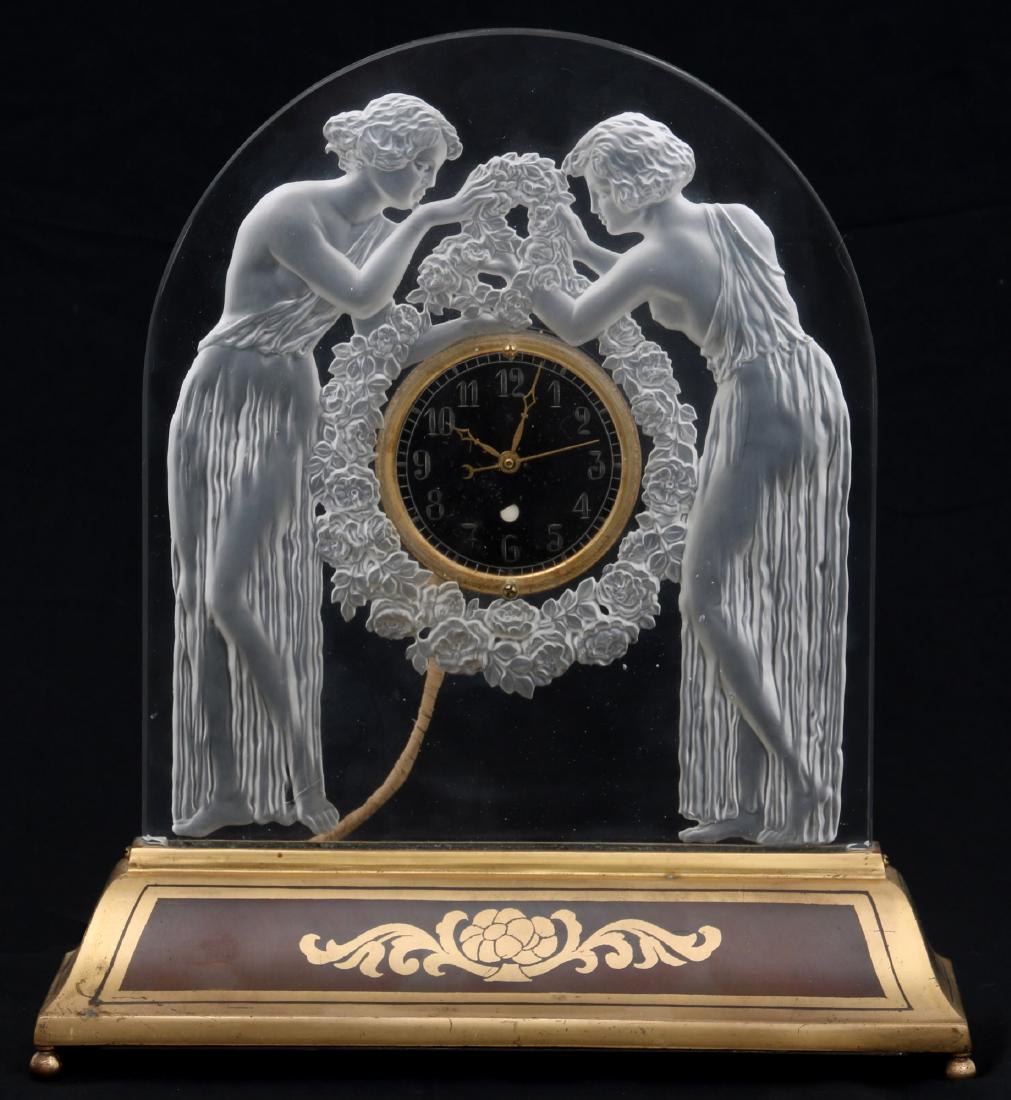 Lalique "Deux Figurines" Clock