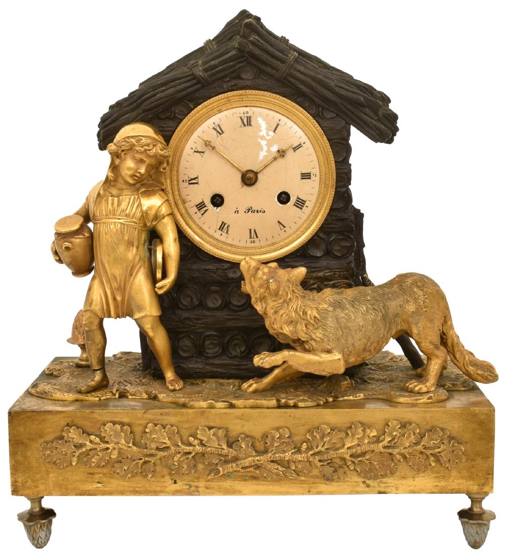 Bronze Little Red Riding Hood Mantle Clock