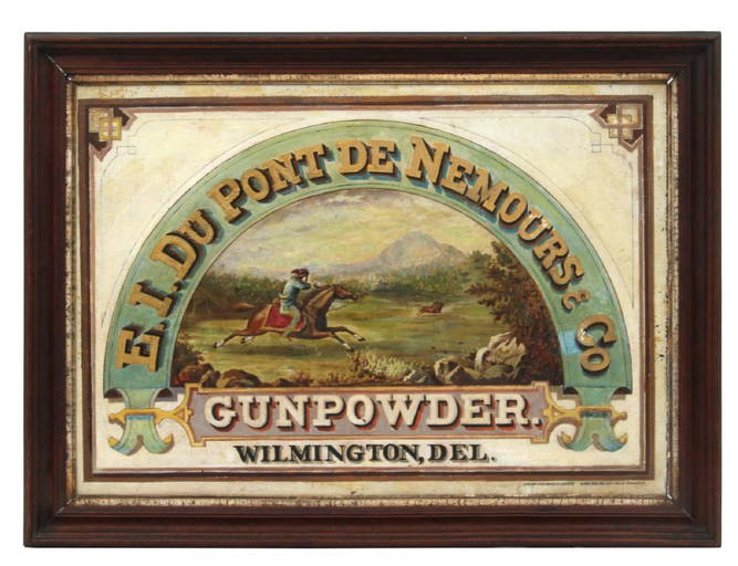 Dupont De Nemours Advertising Sign Painted On Tin