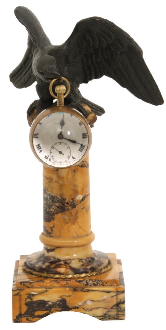 Bronze Eagle & Marble Pedestal Glass Ball Clock