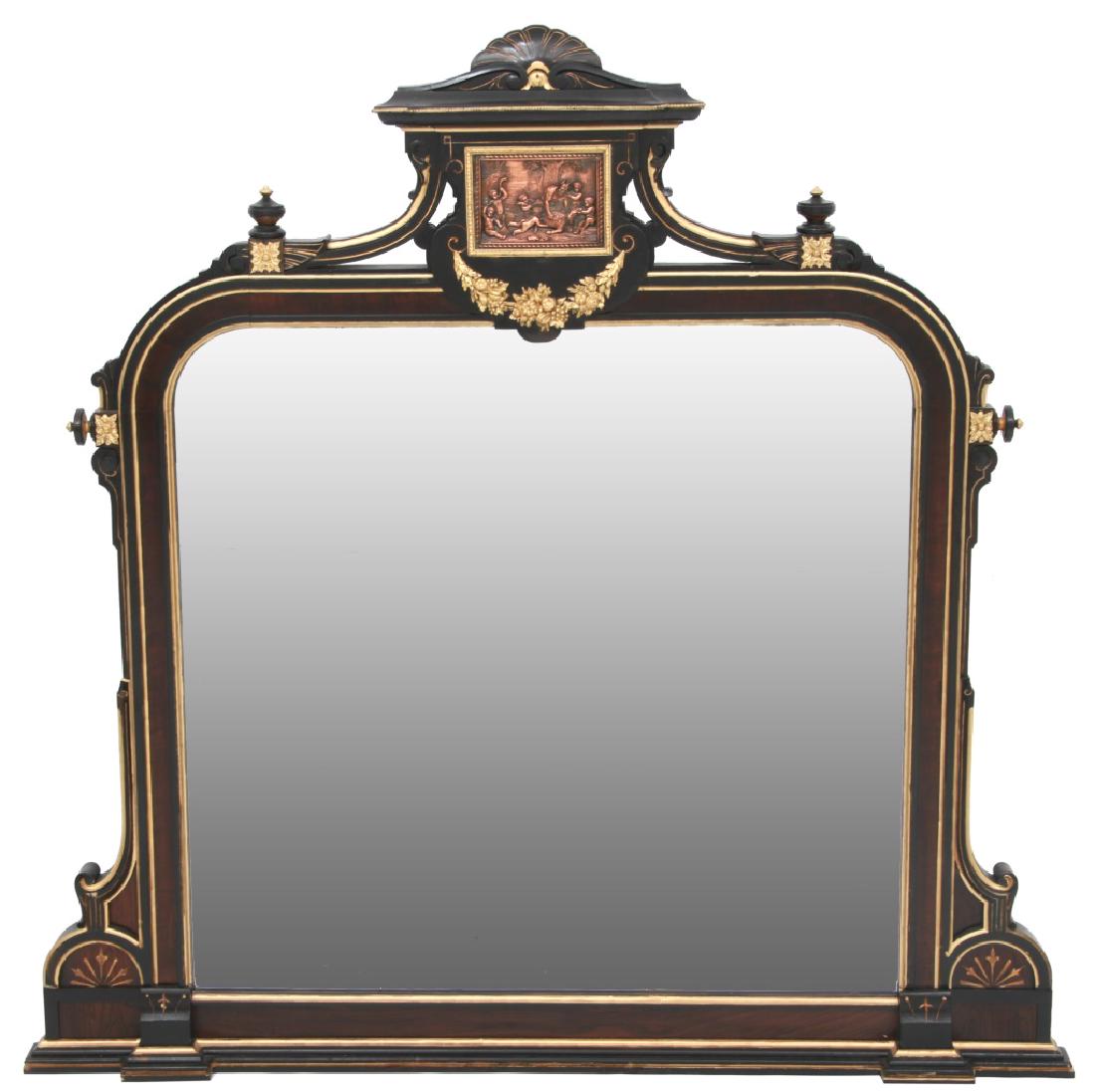 Large Ebonized Over Mantle Mirror