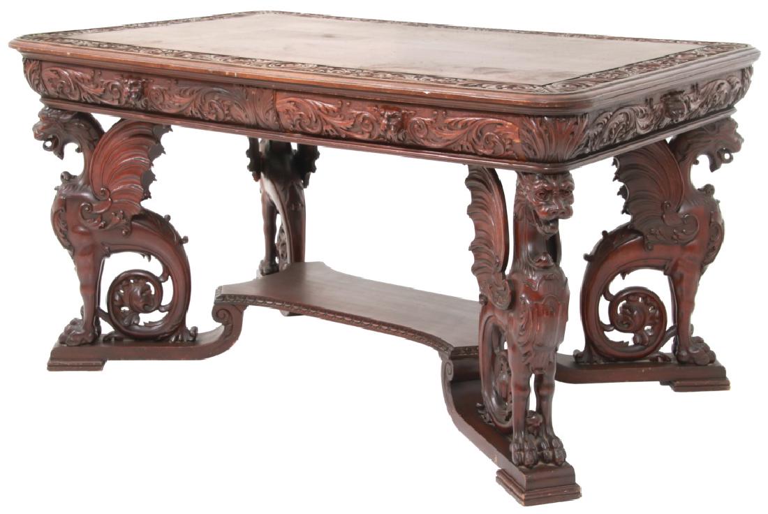 RJ Horner Griffin Carved Mahogany Partners Desk