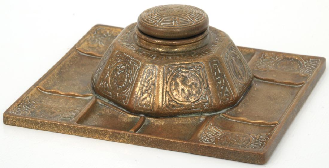Tiffany Studios Bronze "Zodiac" Pattern Inkwell