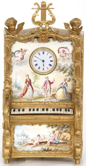 Viennese Enamel Musical Organ Desk Clock Price Guide