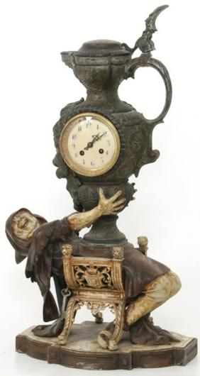 Large Figural Clock of Monk with Beer Stein-ClockPrices.Com