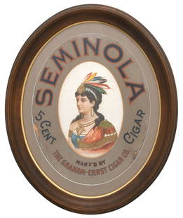 Seminola Cigars Framed Advertising Sign.