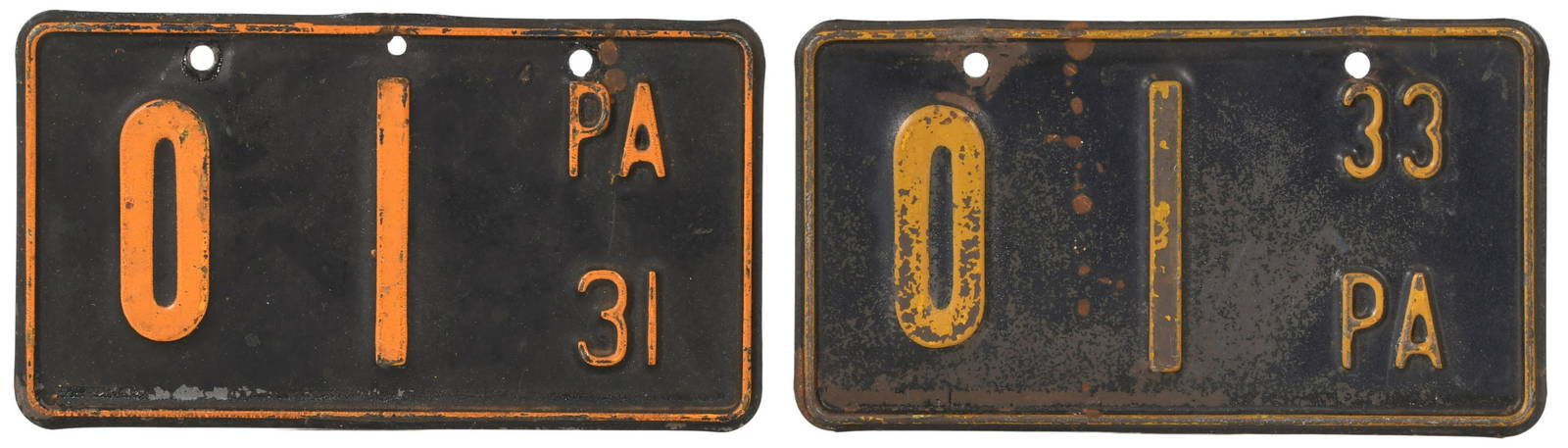 1931 & 1933 Pennsylvania Motorcycle License Plates