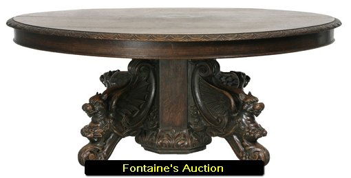 60 in. Oak Winged Griffin Dining Table - May 21, 2016 | Fontaine's ...