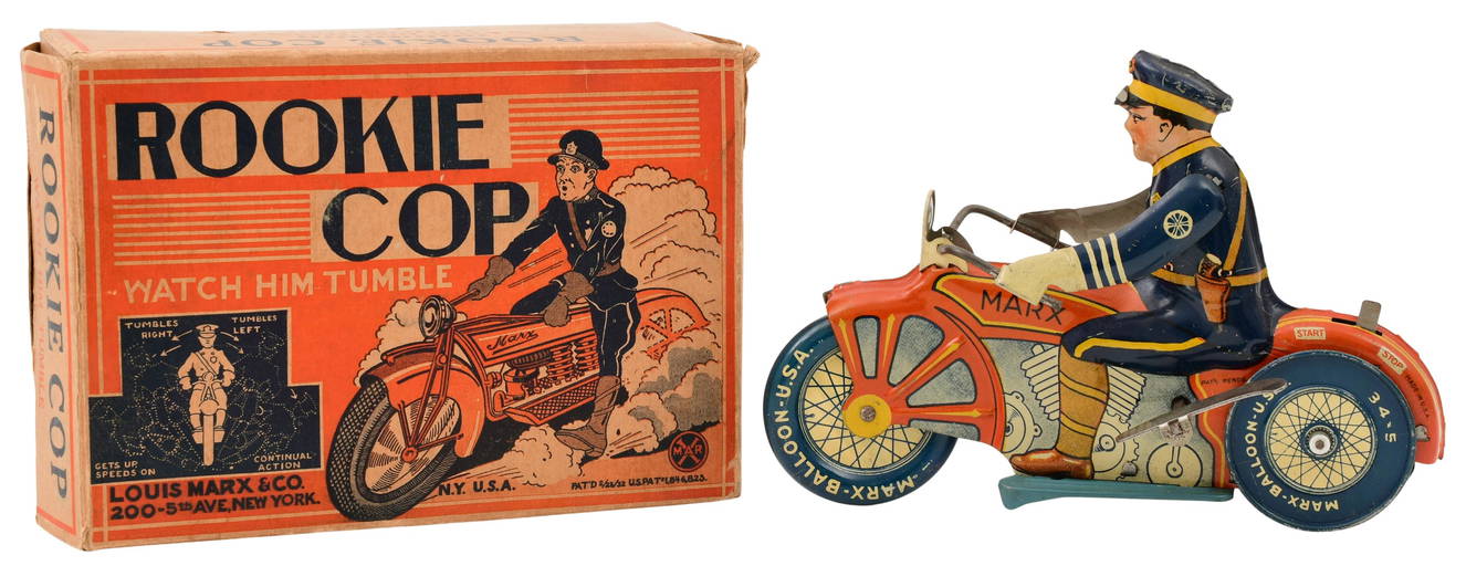 Louis Marx & Co. "rookie Cop" Tin Wind Up Toy