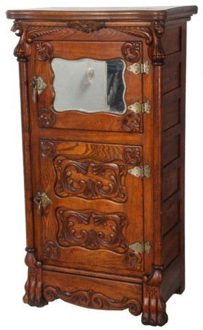 231: Carved Oak Belding Ice Box