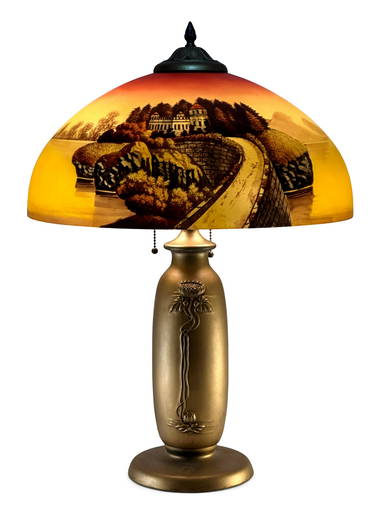 Phoenix Reverse Painted Table Lamp with Castle (#0415) on Jan 28, 2023 ...