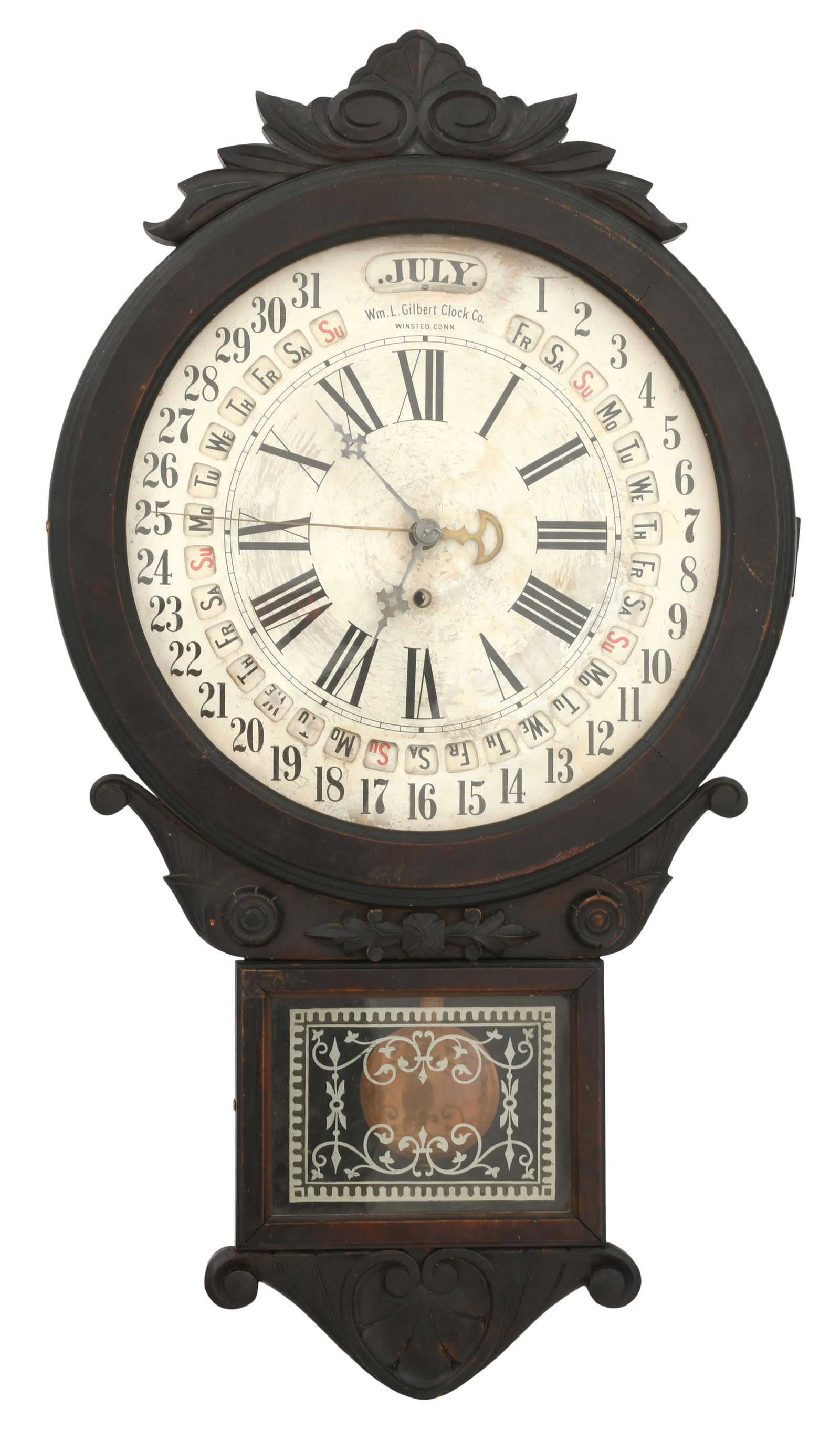 William L. Gilbert Clock Co. "office Drop" Calendar Clock