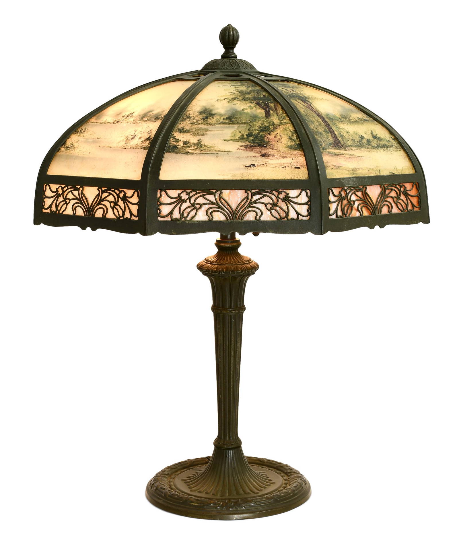 Edward Miller & Co. Scenic Overlay Table Lamp Auction