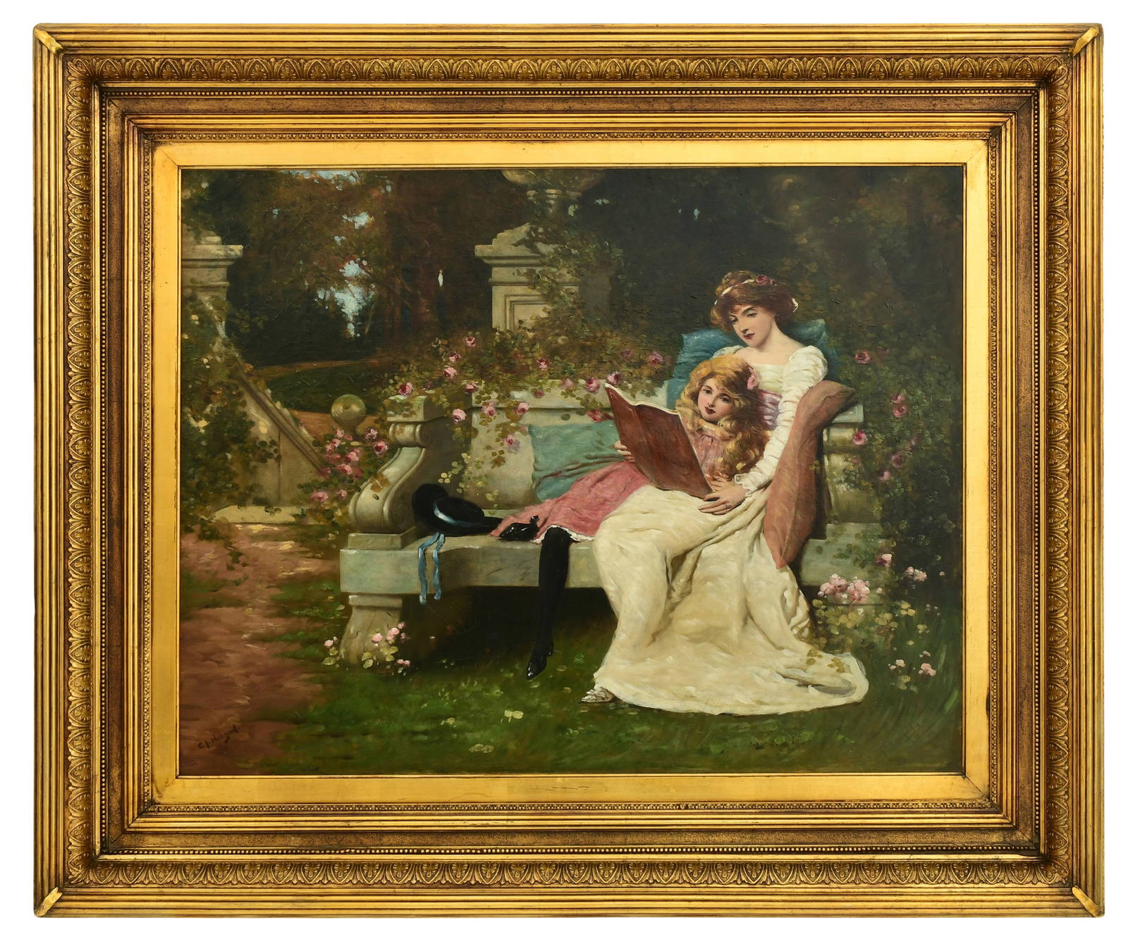 Cecil J. Hobson (british, 1874-1918), Mother & Daughter Reading Auction