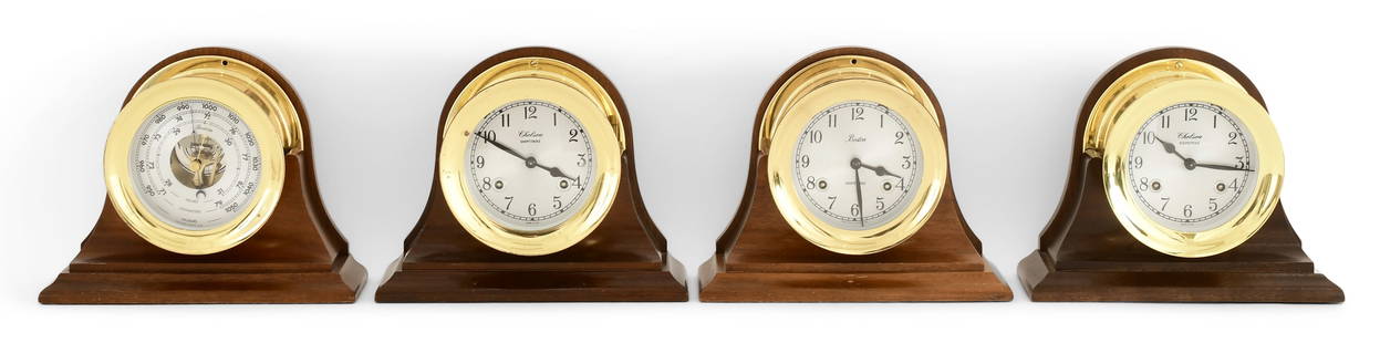 Chelsea Clock Co. "claremont" Ship's Bell Clock & Barometer Set Auction