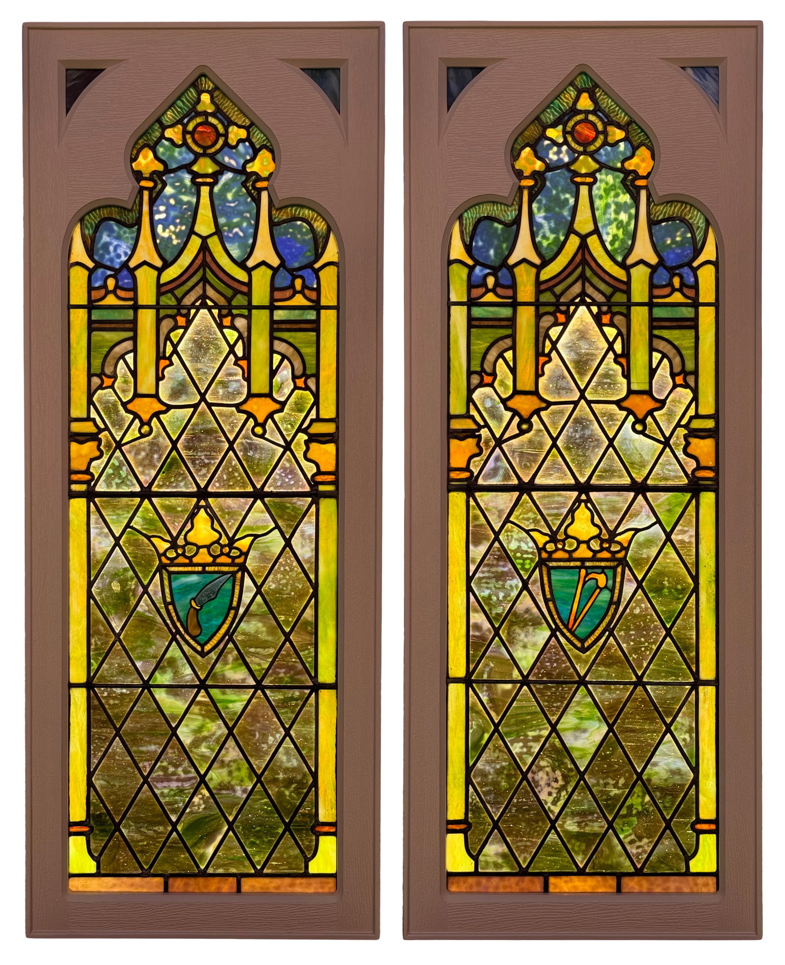 Pair Of Tiffany Studios Gothic Revival Windows, St. Paul's Presbyterian ...