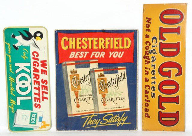 3 Metal Cigarette Advertising Signs