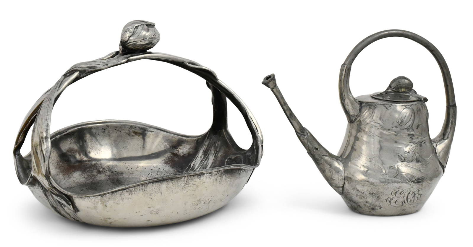 Kayserzinn Jugendstil Polished Pewter Bowl & Teapot, Designed By Karl ...