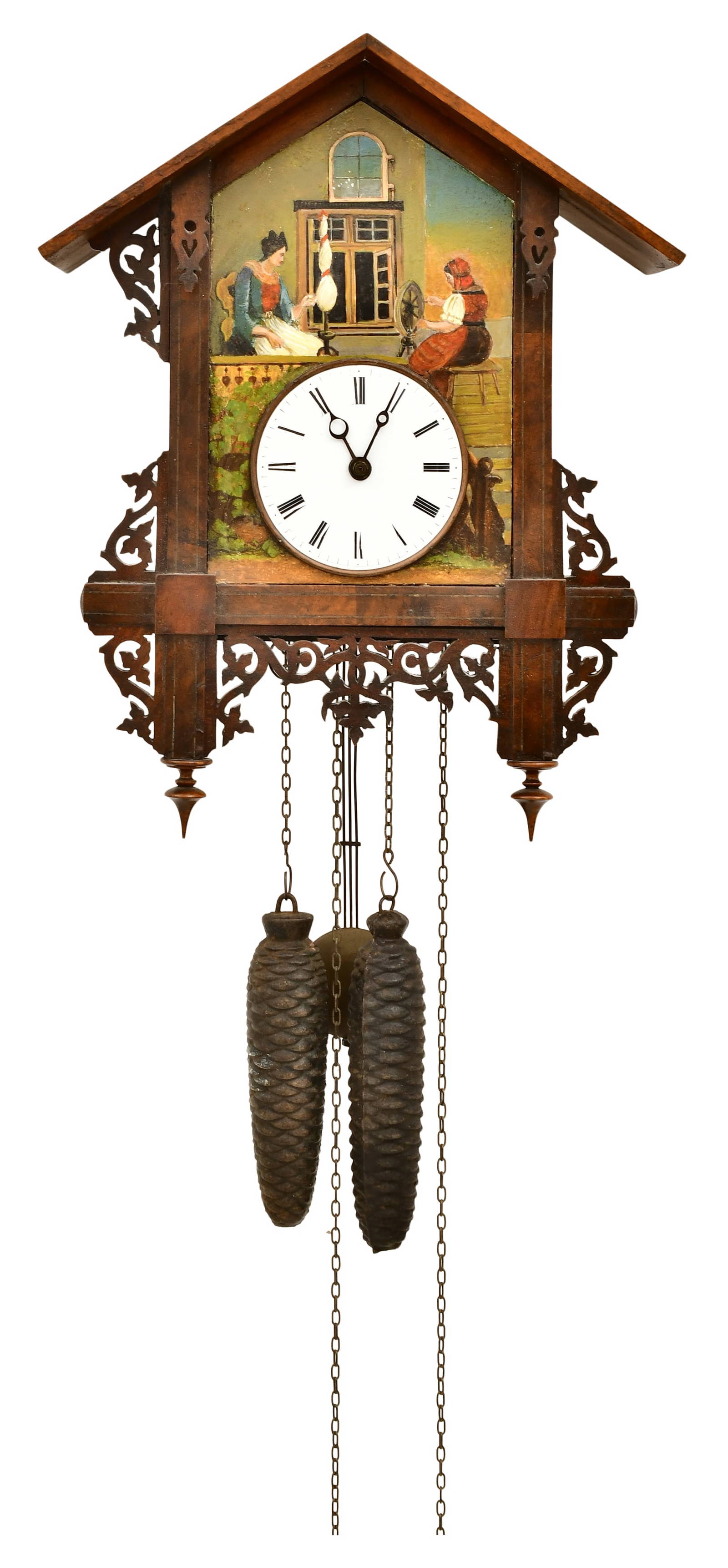 Johann Baptist Beha (german, 1815-1898), Painted Tin Plate Cuckoo Clock ...