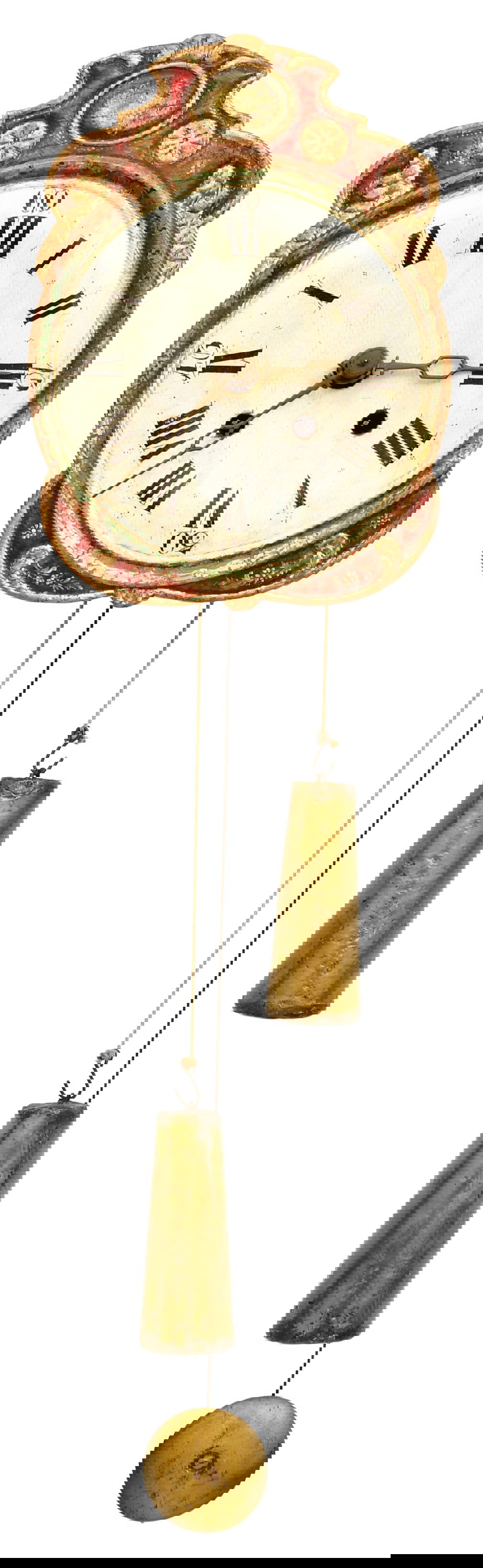 An Early Black Forest Stucco Shield Dial Clock With Wood Plates ...