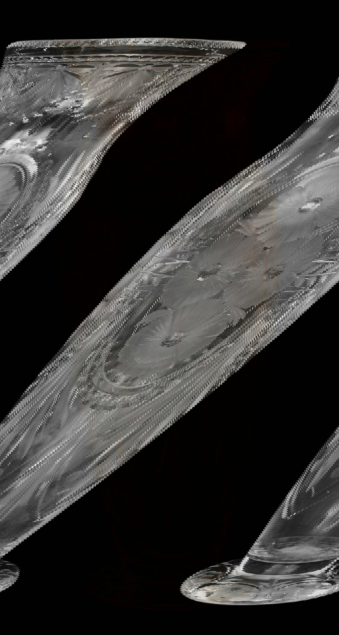 American Brilliant Period Intaglio Cut Glass Vase Auction