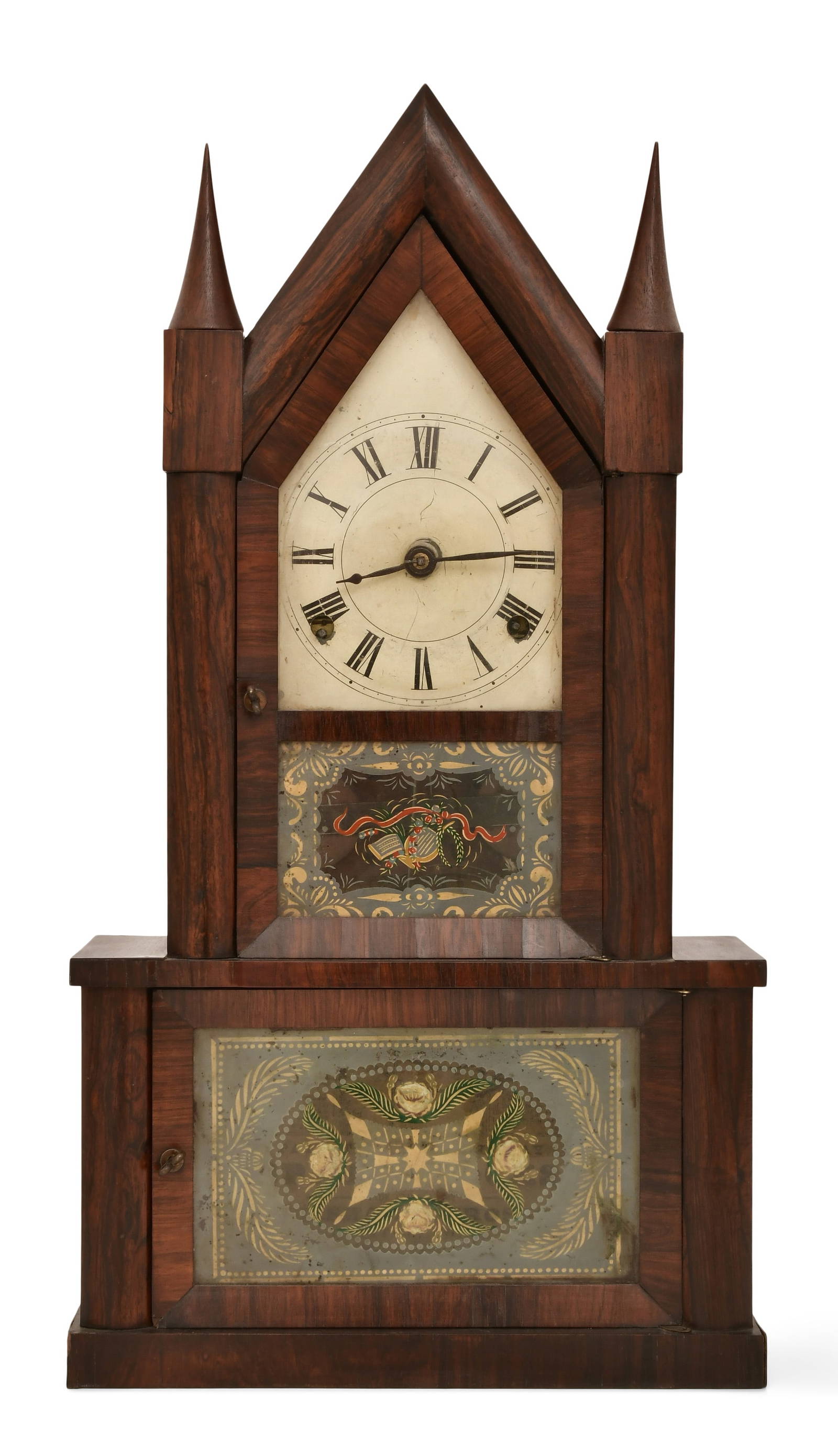 Elisha Manross (1792-1856), Double Fusee Steeple Clock Auction