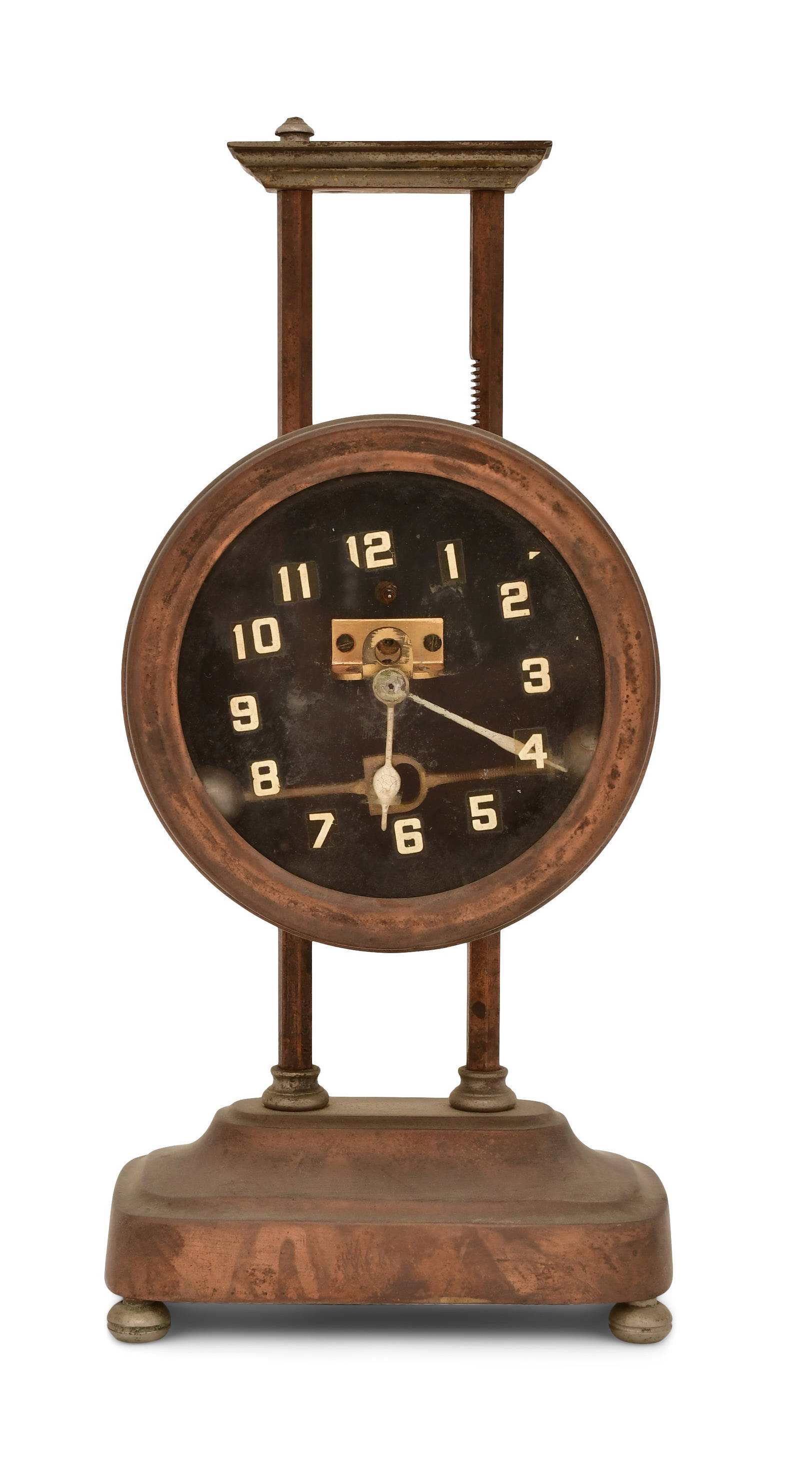 Brass Keyless Gravity Clock, Possibly French Auction