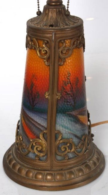 18 in. Reverse Painted Panel Lamp - Jun 15, 2013 | Fontaine's Auction ...
